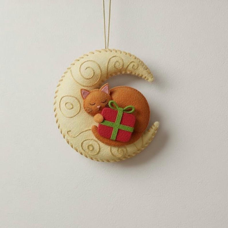 Cute Cat With Gift Christmas Hand Sewing PDF PATTERN Ornament, DIY ...