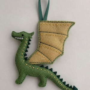 Dragon Felt Pattern - Embroidery Optional Felt Ornament Pattern, Felt ...