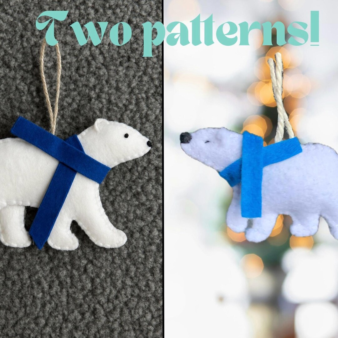 Beginner Set 2 Polar Bear Ornaments, Hand Sewing PDF PATTERN, Tree ...