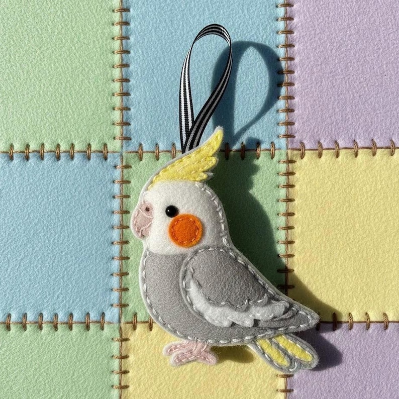 Cockatiel, Felt Pattern, Ornament Pattern, DIY, Craft, Mobile, Bird ...