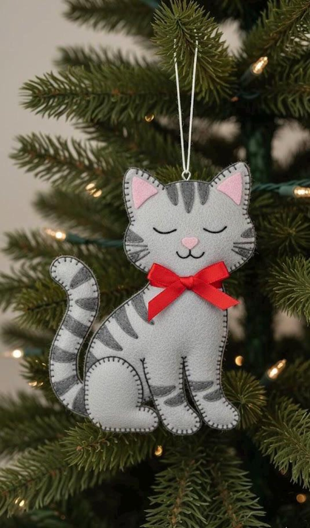 Beginner Kitty, Cat Bow, Ornament Pattern, Felt Ornament Pattern ...