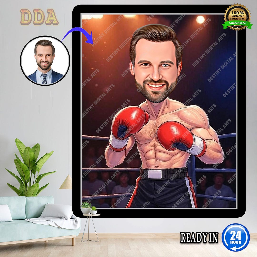 Custom Boxing Caricature | Personalized Boxer Portrait | Funny Fight ...