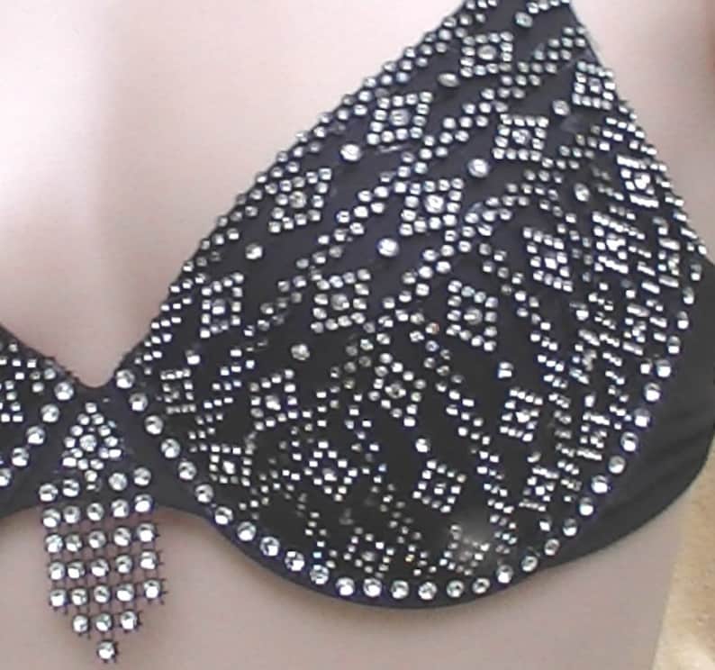 Sparkly Belly Dance Bra Black and Silver Size B-C Cup - Etsy