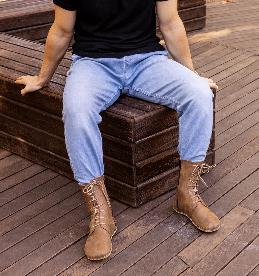 Men’s Barefoot Boots, Wide Toe Box Leather Shoes, Earth Grounding ...