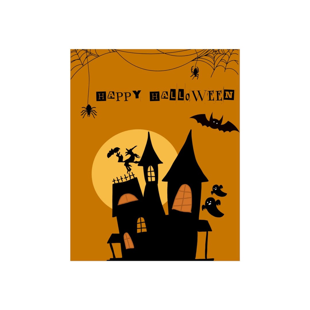 Halloween Haunted House Poster - Etsy