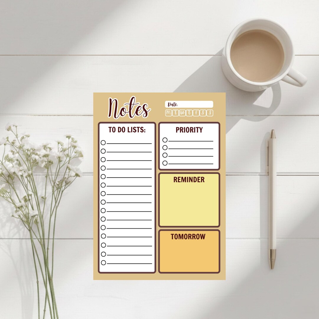 Beige Minimalist Notepad | A5 Printable Notepad | To-do List | Daily ...