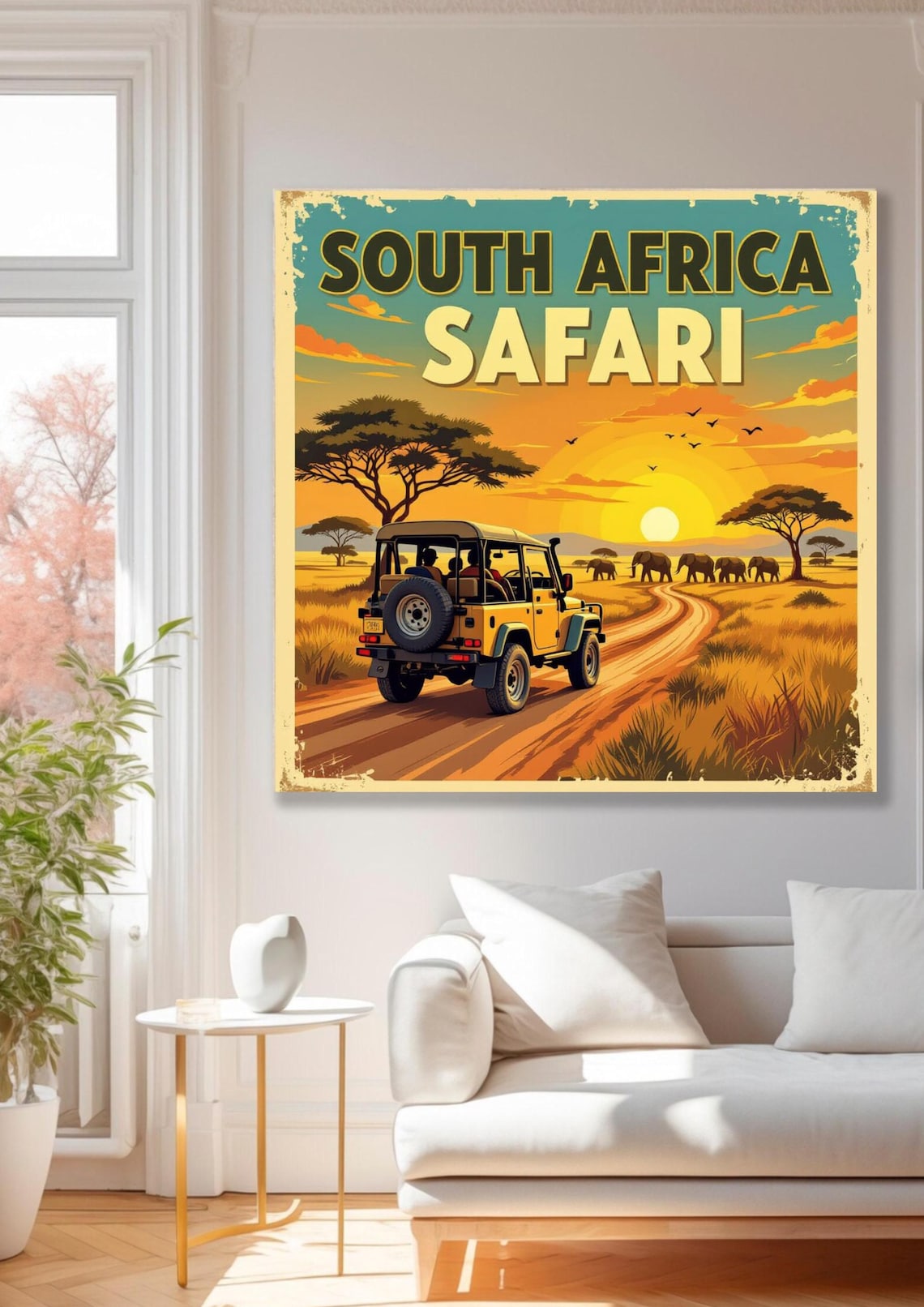 South Africa Safari Travel Poster | Vintage Wildlife Art (digital ...