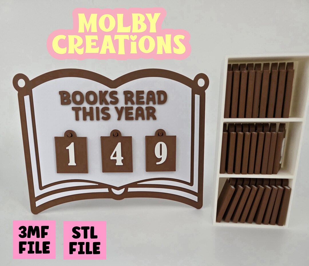 Yearly Book Counter 3D Print File | Reading Tracker STL & 3MF | Hanging ...