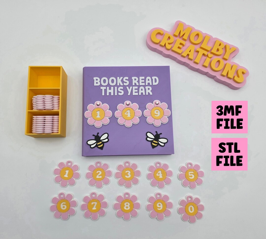 Yearly Book Counter 3D Print File | Reading Tracker STL & 3MF | Book ...