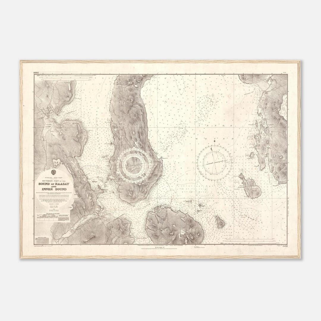 1961 Antique Map of Sound of Raasay & Portree (isle of Skye) – Nautical ...