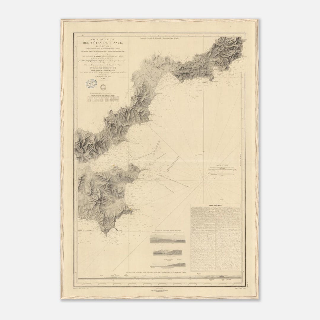 1846 Antique Map Saint-tropez & Pampelonne – Sainte-maxime and ...
