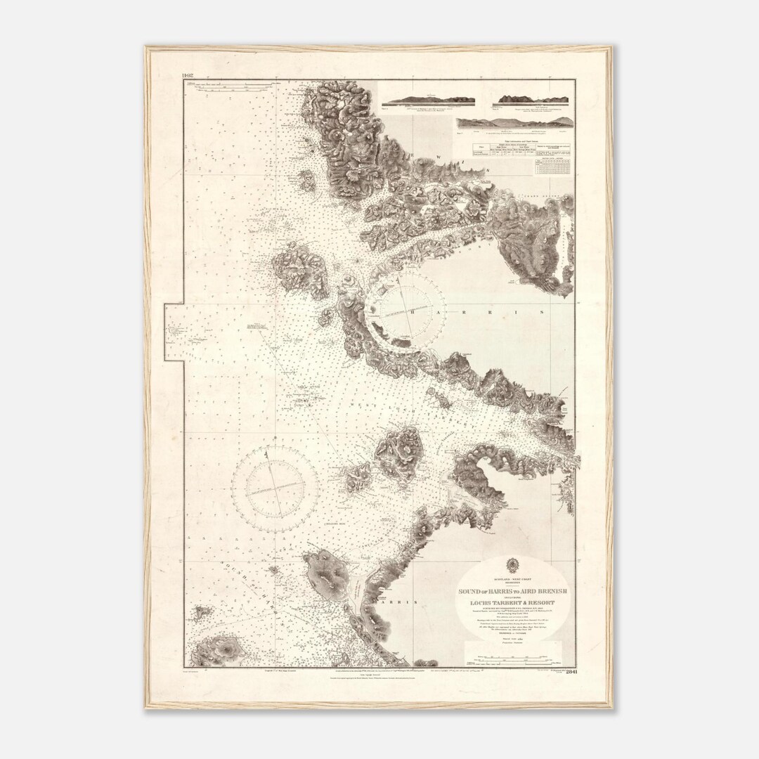 1958 Antique Map of Isle of Harris (sound of Harris, Taransay & Loch ...