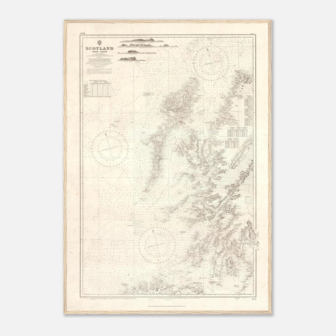1963 Antique Map of Scotland West Coast (the Hebrides & the Minch ...
