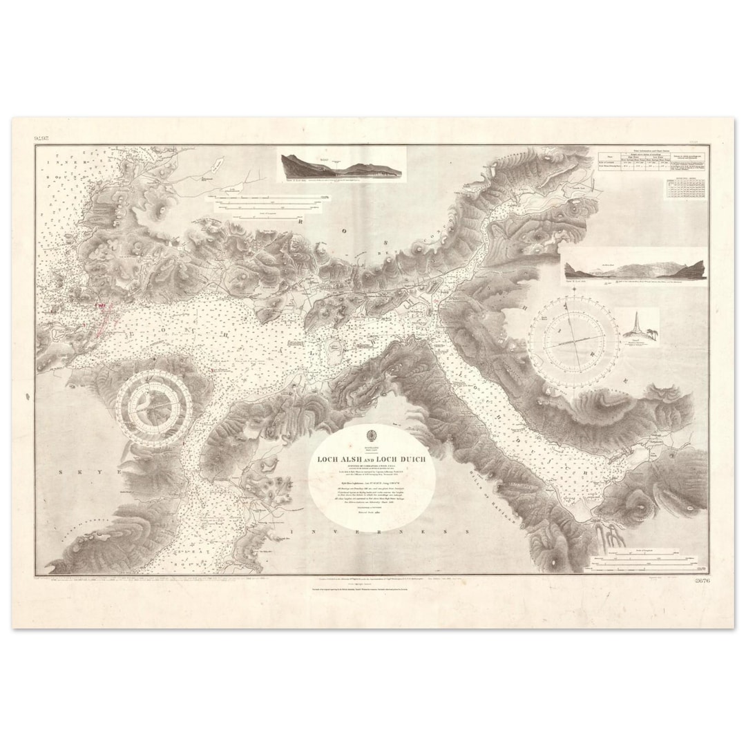 1953 Antique Map of Loch Alsh, Loch Duich & Eilean Donan Castle ...