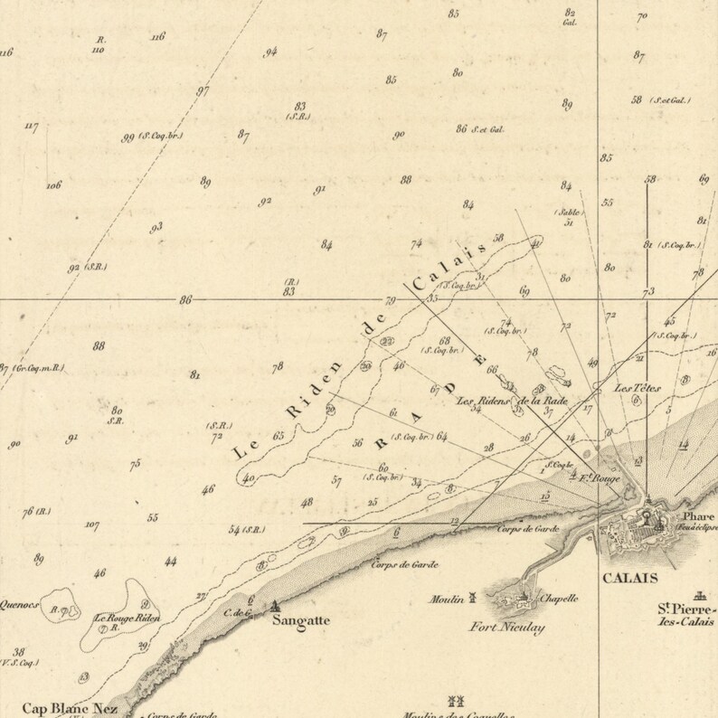 Strait of Dover Antique Nautical Chart, English Channel Map Print - Etsy