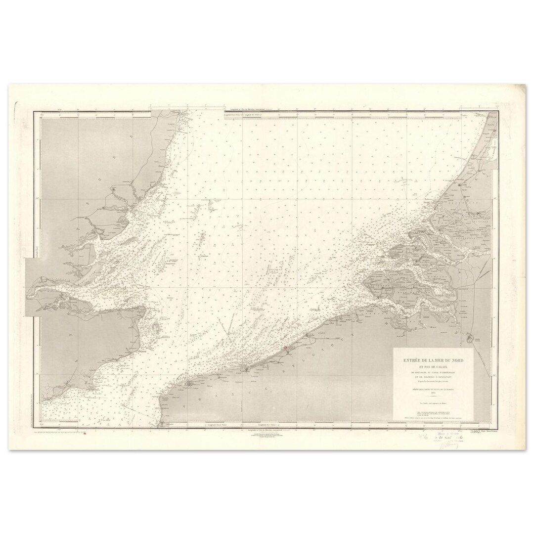 1920 North Sea Nautical Chart, Amsterdam, London, Dover Strait Map ...