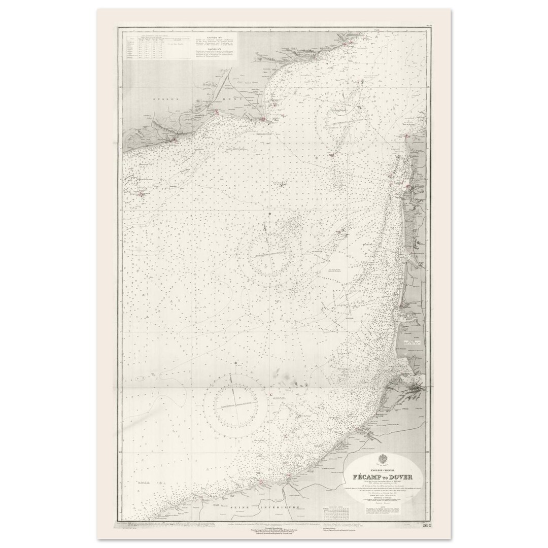 Vintage Nautical Chart of Dover and the English Channel (england ...