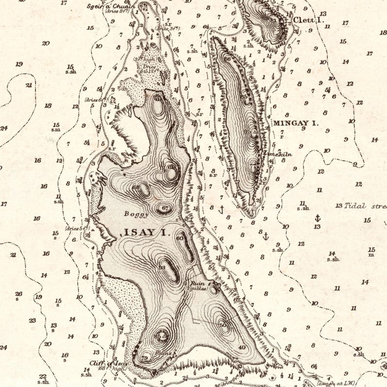 1906 Antique Map of Loch Dunvegan & Loch Bay (isle of Skye) – Nautical ...