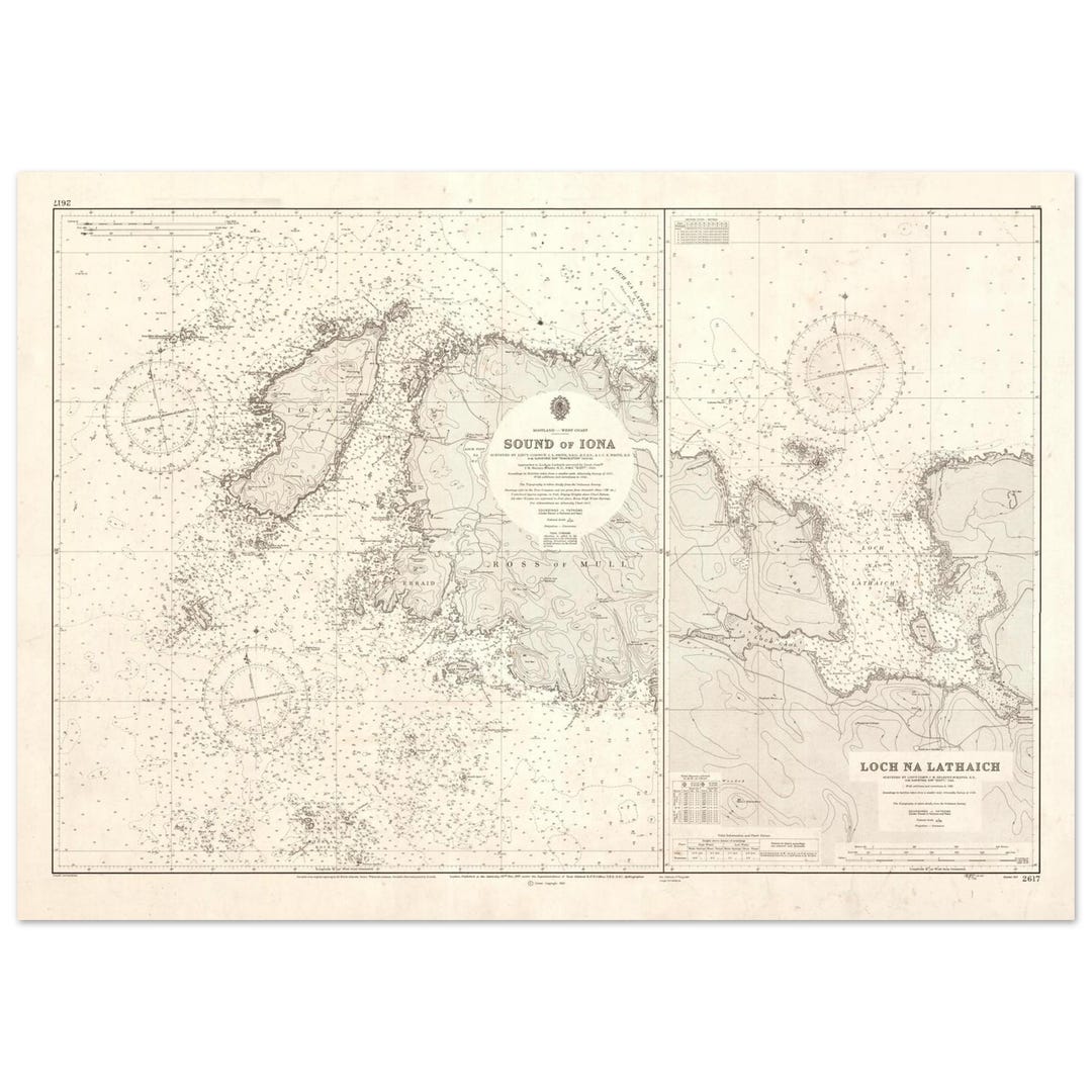 1962 Antique Map of Sound of Iona & Loch Na Lathaich (mull) – Nautical ...