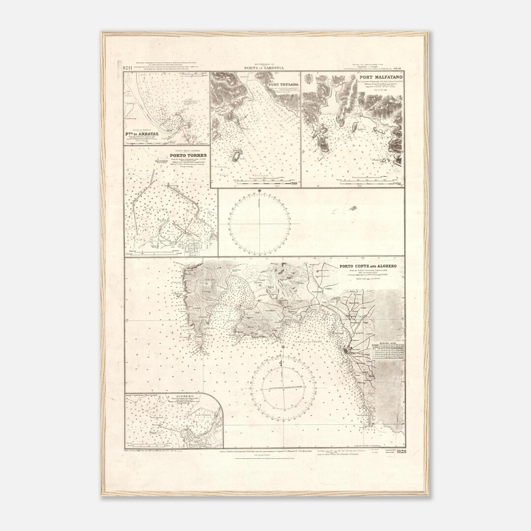 1956 Antique Map of Sardinia Ports (alghero & Porto Torres) – Nautical ...