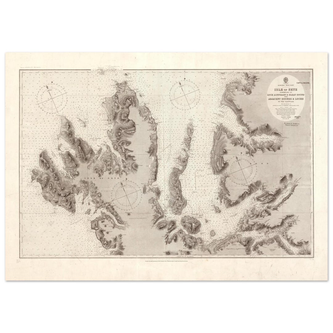 1878 Antique Map of Isle of Skye & the Inner Sound (portree and ...
