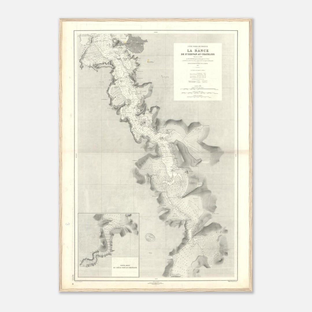 1889 Antique Map of the Rance River Valley & Dinan Approach (brittany ...