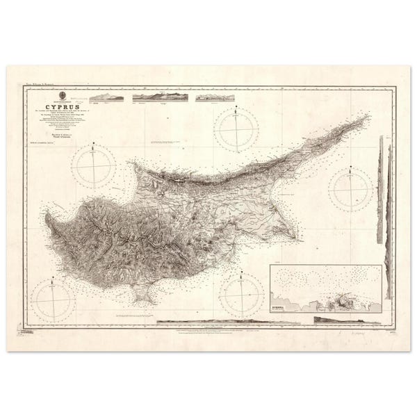 Vintage Map Cyprus - Etsy