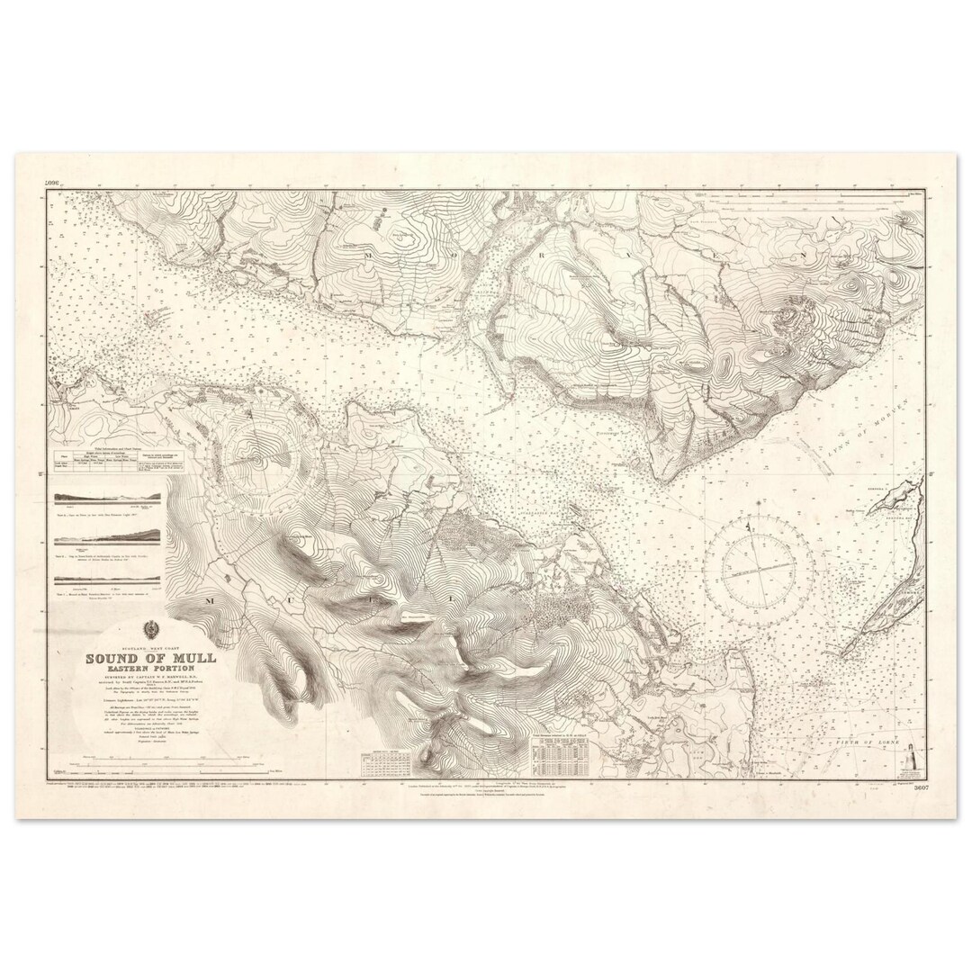 1951 Antique Map of Sound of Mull (east) & Duart Castle – Nautical ...