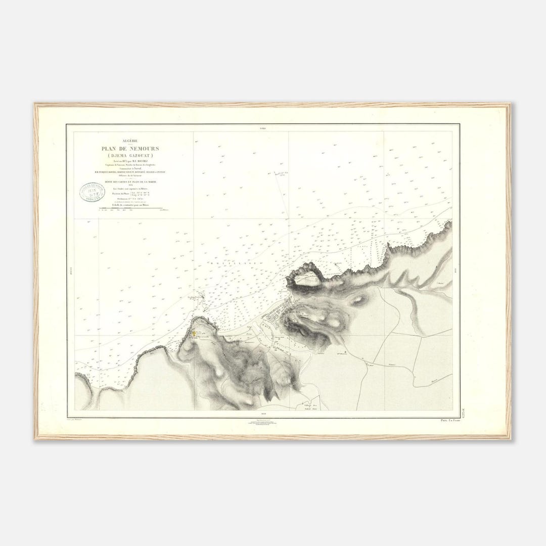 875 Antique Map of Ghazaouet (nemours) & Algeria Coast – French ...