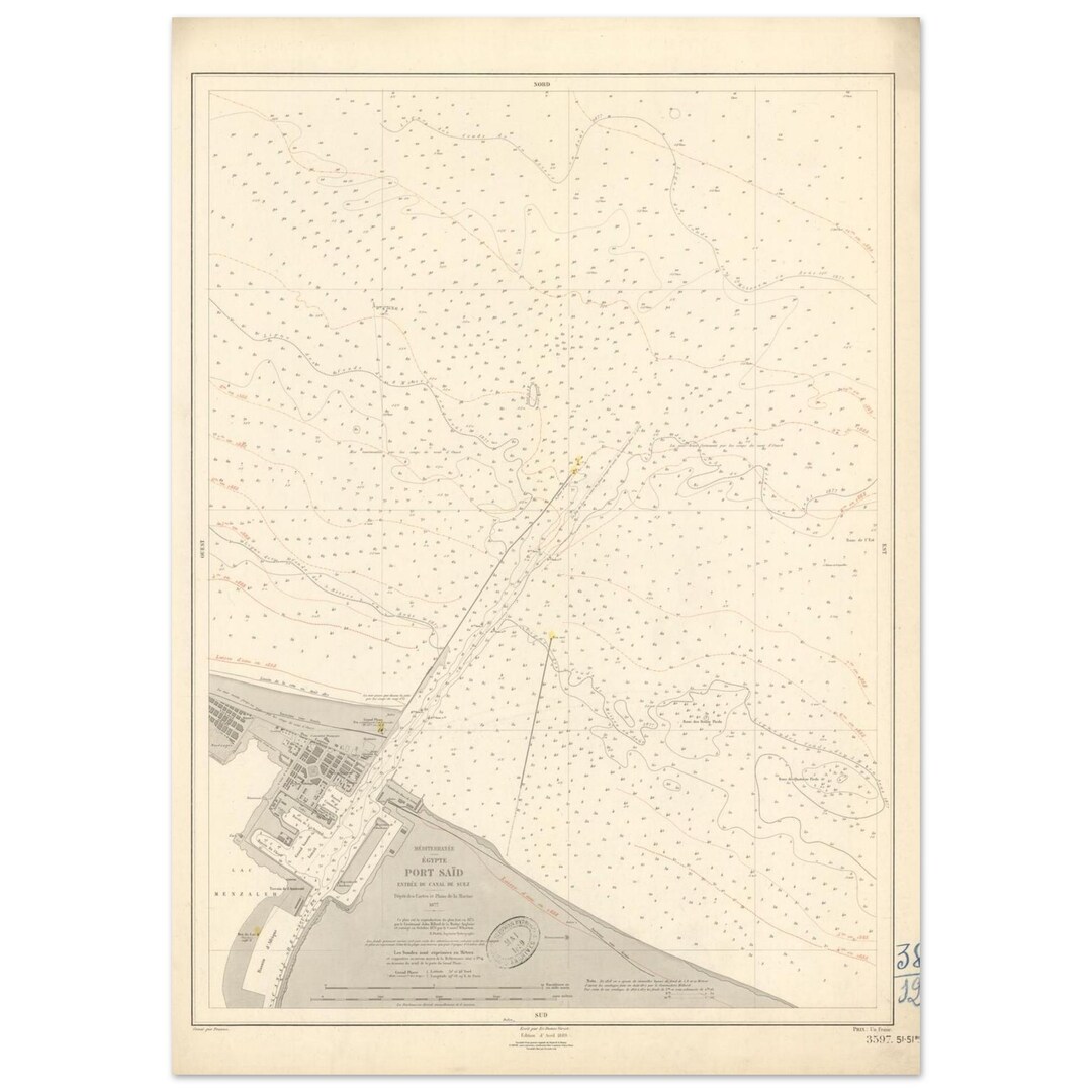 Antique Port Said Map Print – 1876 Suez Canal Nautical Chart - Etsy
