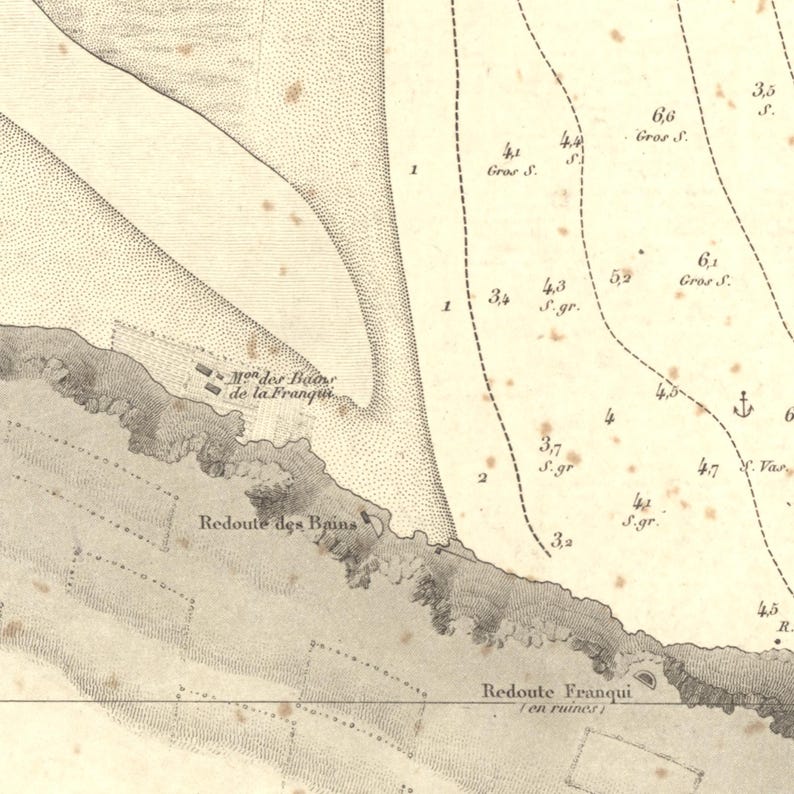 1876 Antique Map of Port-la-nouvelle & La Franqui – French Nautical ...