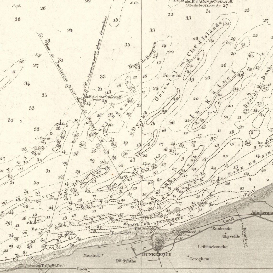 1920 North Sea Nautical Chart, Amsterdam, London, Dover Strait Map ...