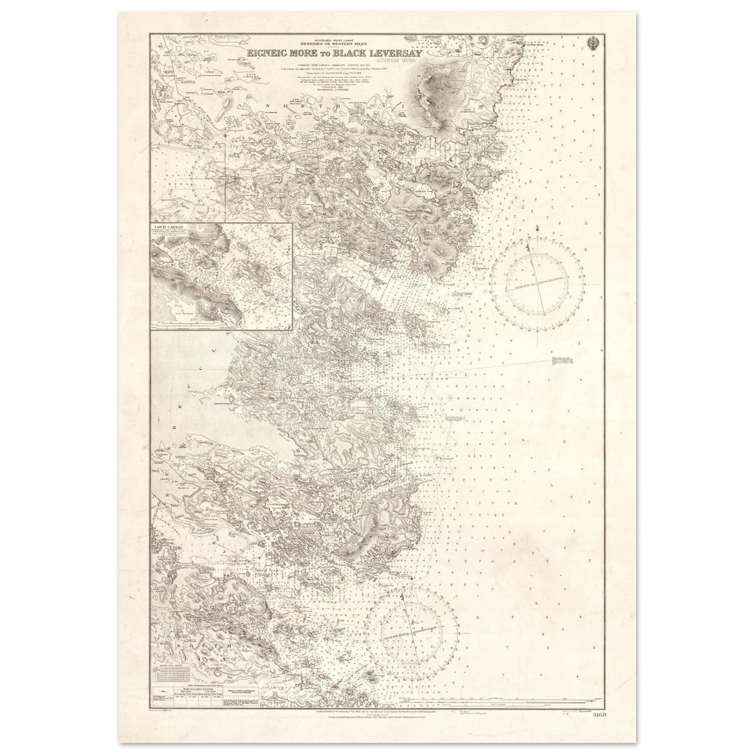 1938 Antique Map of Outer Hebrides (north Uist, Benbecula & South Uist ...