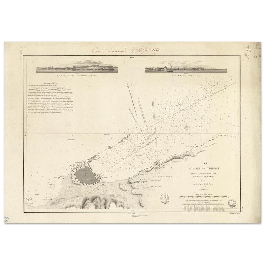 Antique Map Print - 1826 Tripoli Libya, Old City & Harbor - Etsy