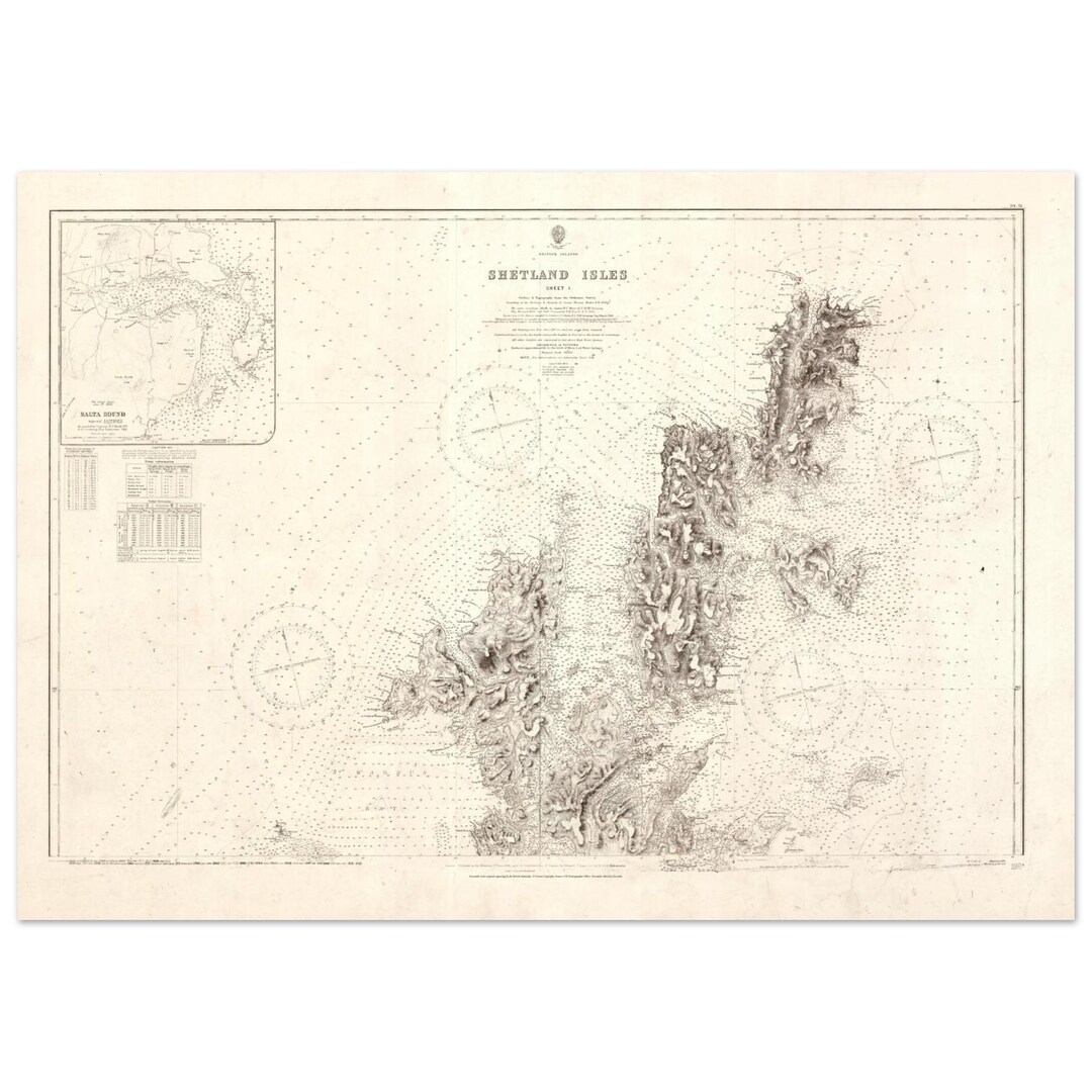 1951 Shetland Islands Nautical Chart – Unst, Yell, Balta Sound Map ...