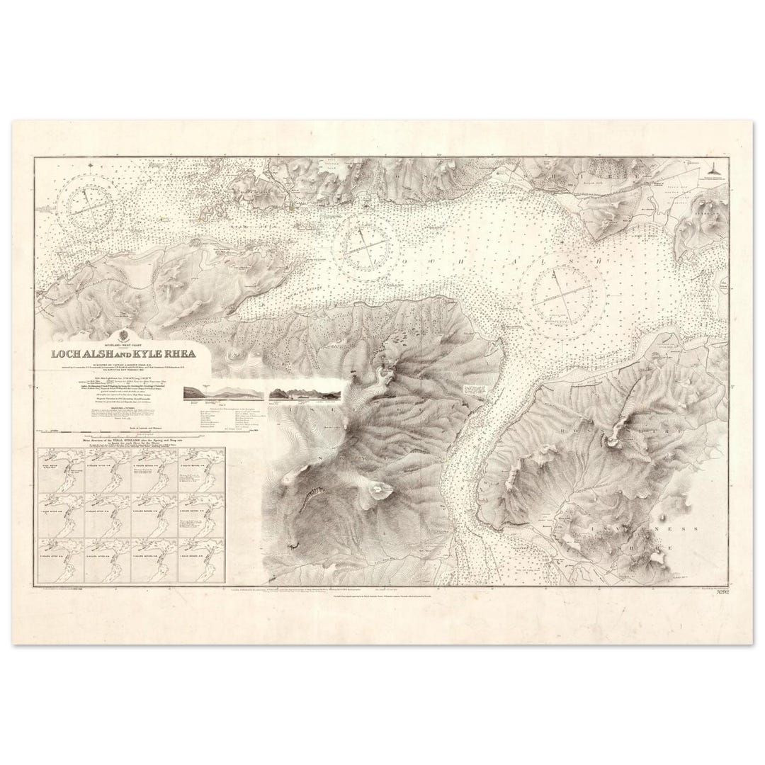 1957 Antique Map of Loch Alsh & Kyle Rhea (eilean Donan) – Nautical ...