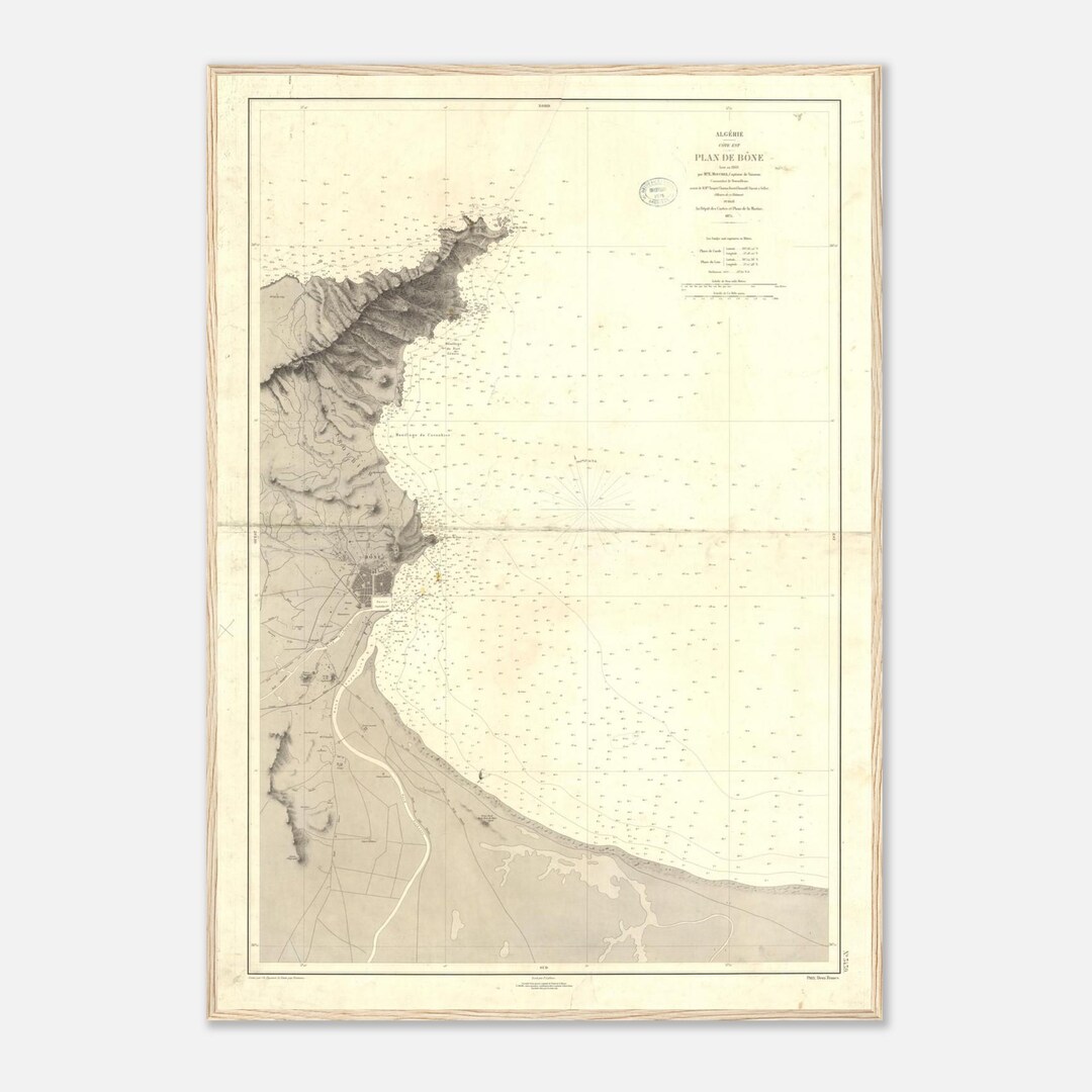Antique Map of Annaba & Cap De Garde, Algeria – 1875 French Nautical ...