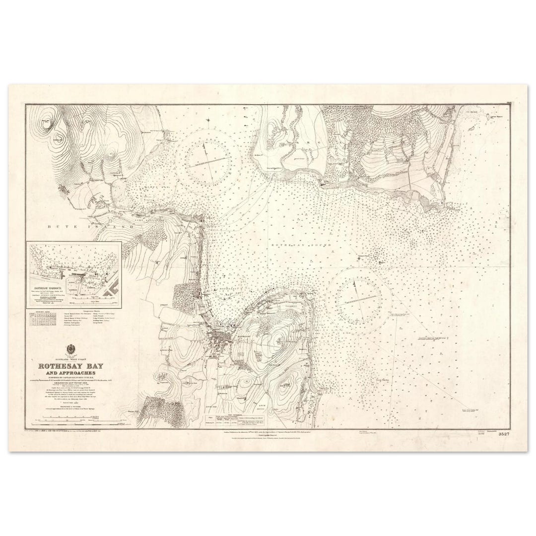 1954 Antique Map of Rothesay Bay & Isle of Bute (clyde Coast ...
