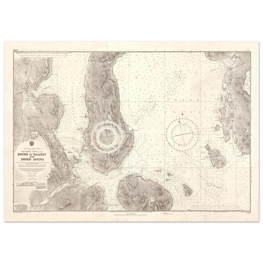 1961 Antique Map of Sound of Raasay & Portree (isle of Skye) – Nautical ...
