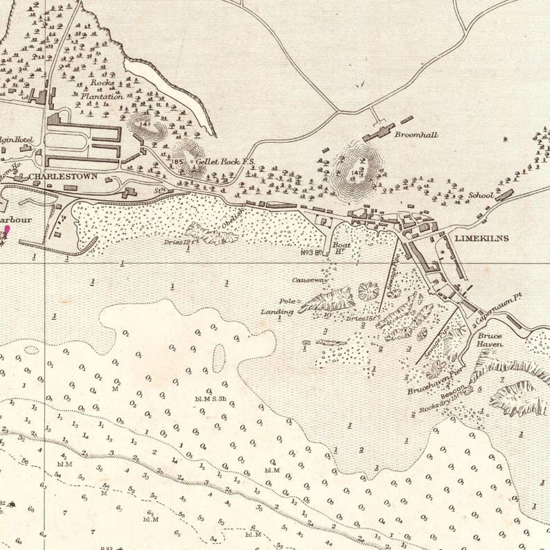 1964 Antique Map of River Forth (rosyth Dockyard & Bridges) – Nautical ...