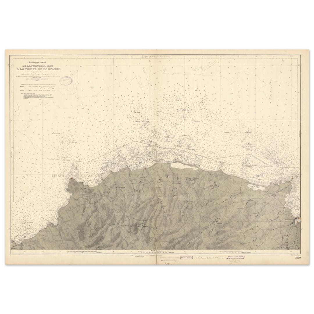 1923 Antique Map of Barfleur & Cap Lévi (normandy) – Nautical Chart ...