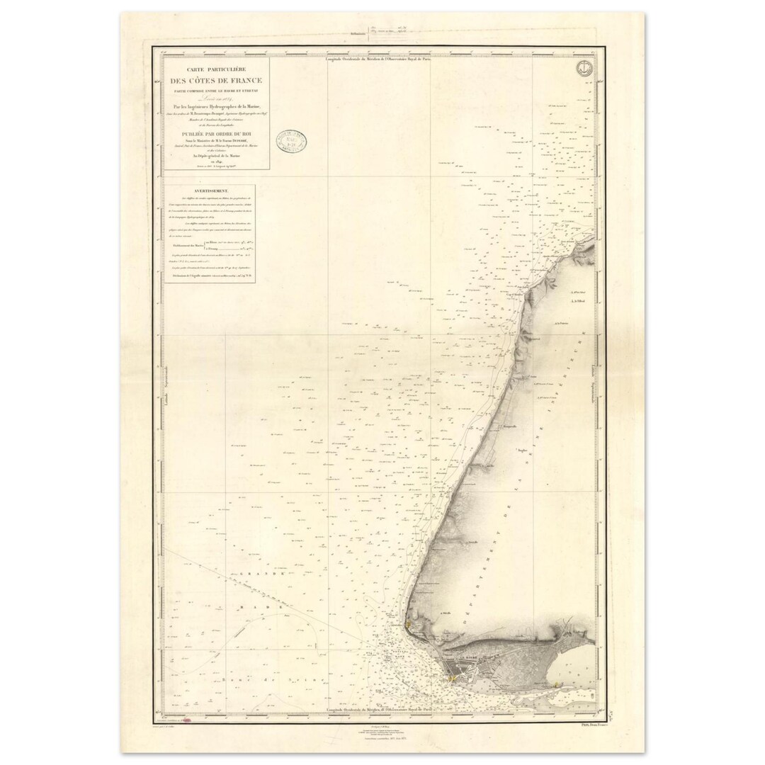 1834 Antique Map of Alabaster Coast (le Havre, Étretat & Cap D'antifer ...