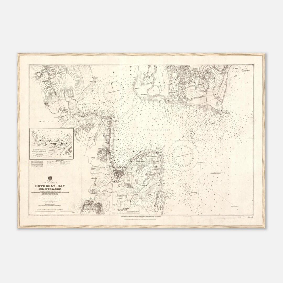 1954 Antique Map of Rothesay Bay & Isle of Bute (clyde Coast ...