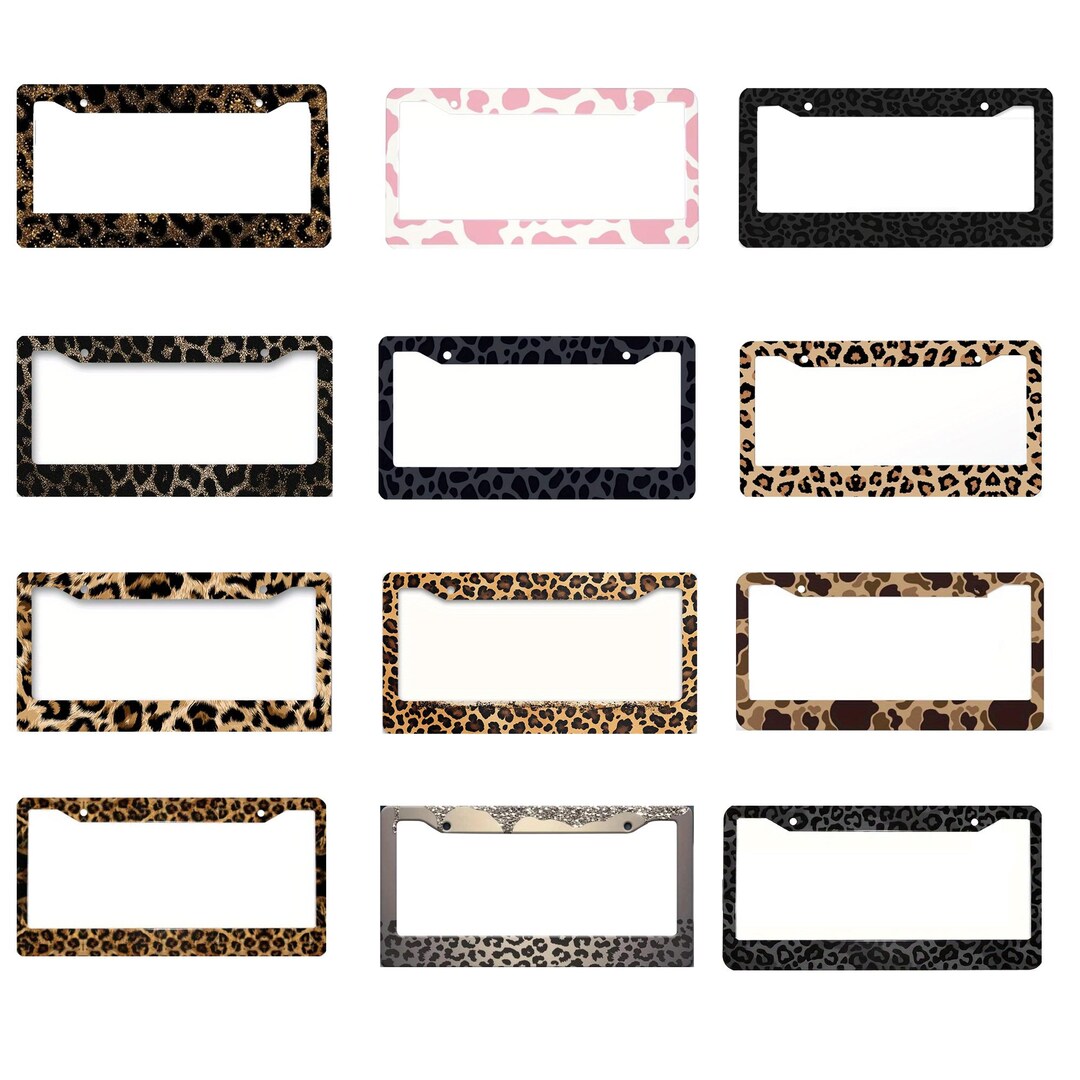 Custom Leopard Print License Plate Frame Personalized Animal Print Car ...