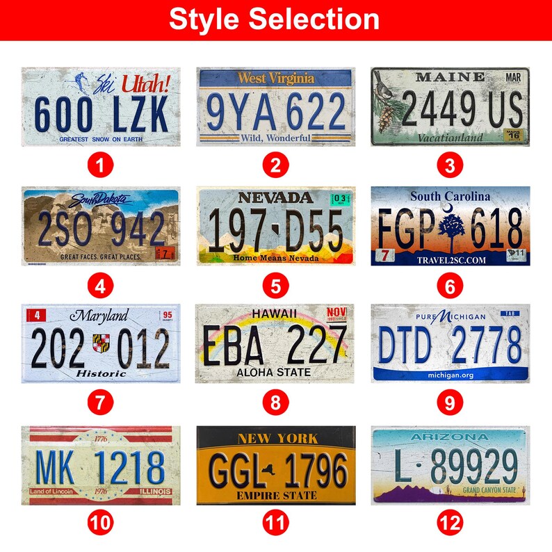 Personalized Vintage License Plate Decor, Custom State Style Plate Sign ...