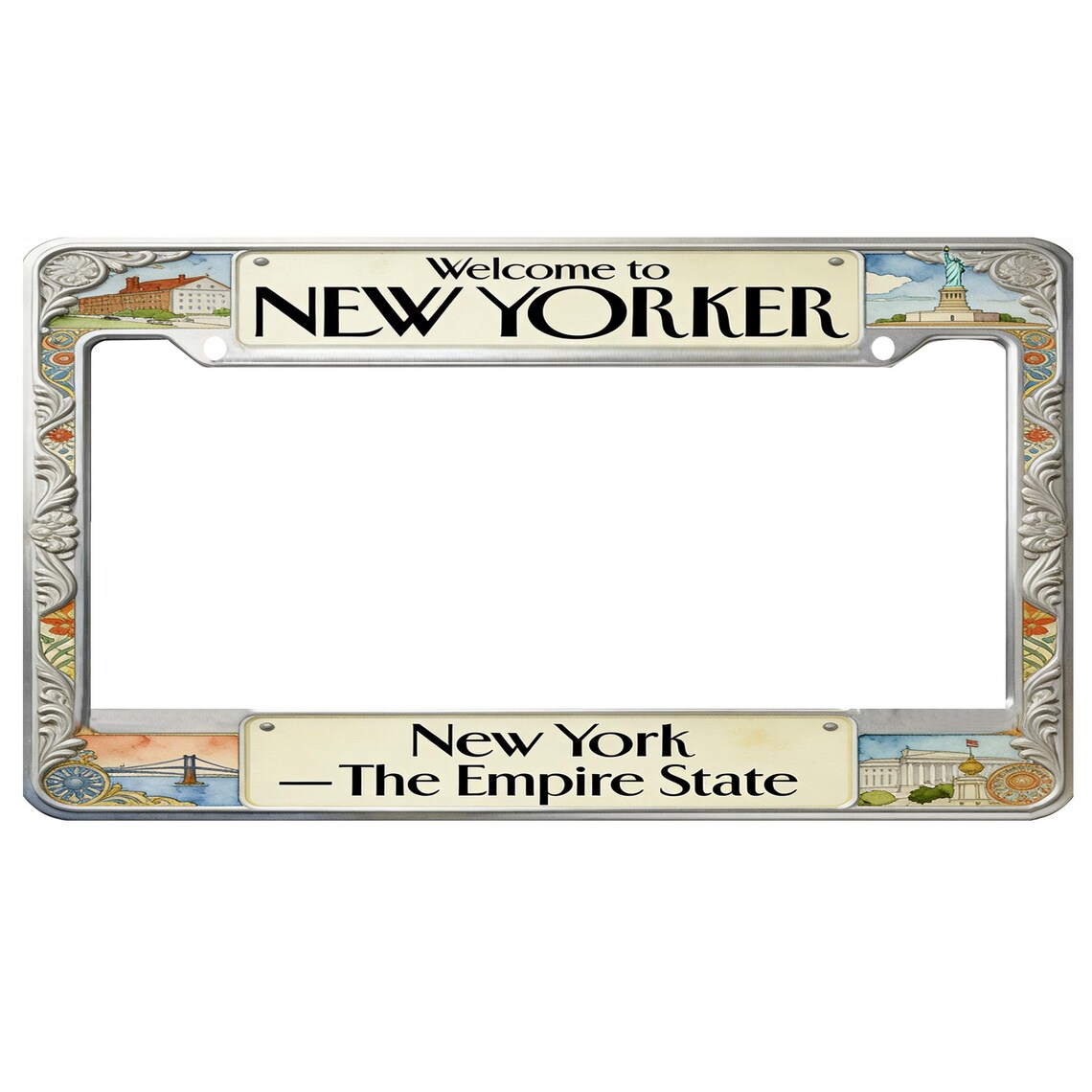 Custom License Plate Frame Welcome to New Yorker Empire State Design ...
