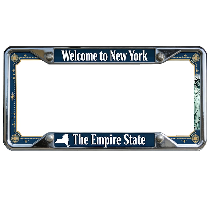 Custom License Plate Frame Welcome to New Yorker Empire State Design ...