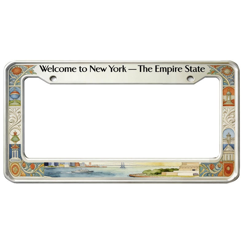 Custom License Plate Frame Welcome to New Yorker Empire State Design ...
