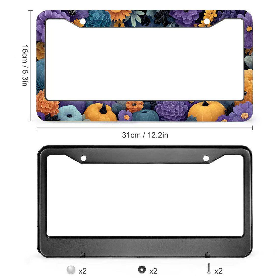 Halloween Pumpkin Patch License Plate Frame Spooky Full Moon Car Tag ...