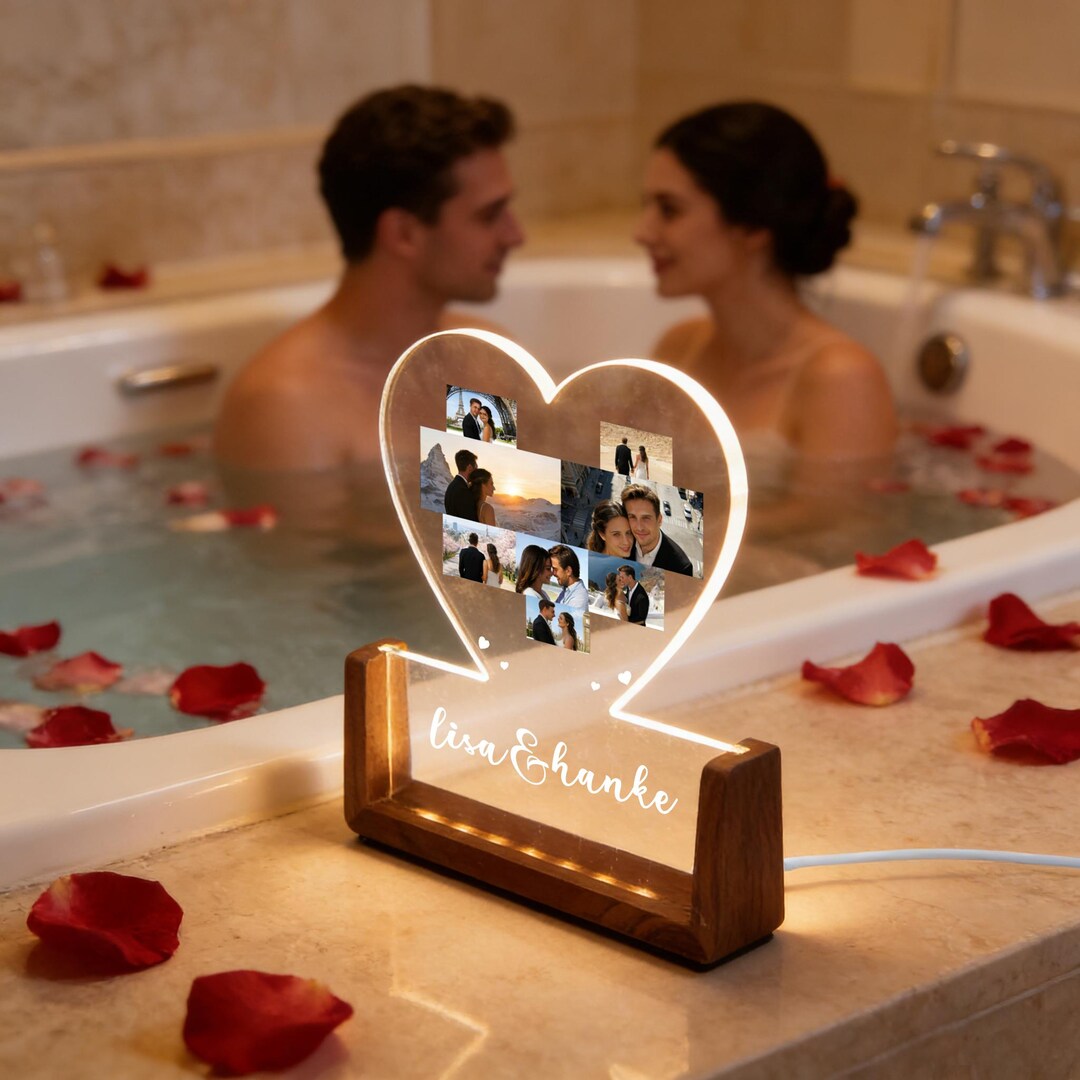 Personalized LED Heart Light With Photos | Custom Couple Names & Date ...